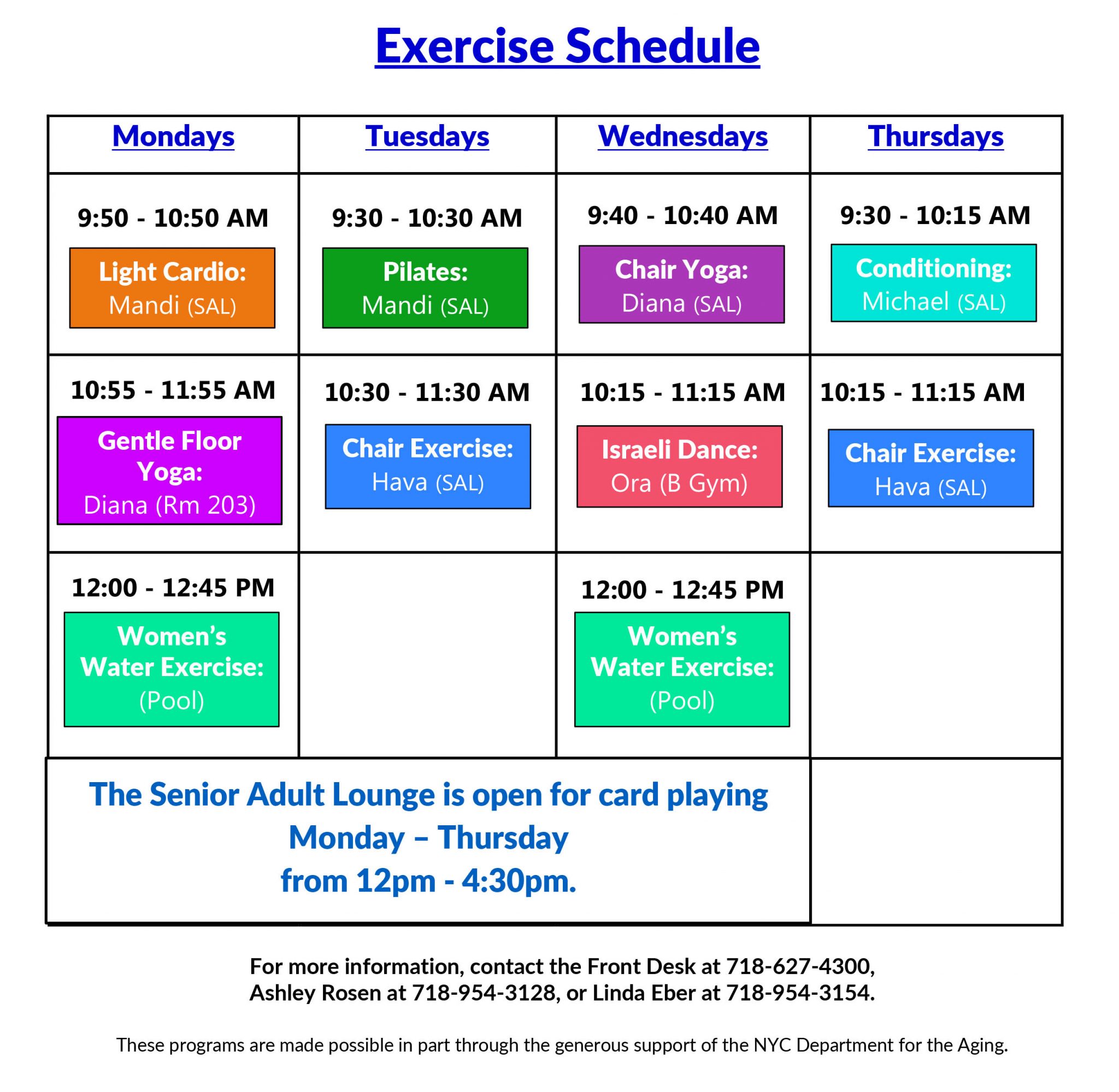 Adults at Leisure: Exercise Schedule - The Center