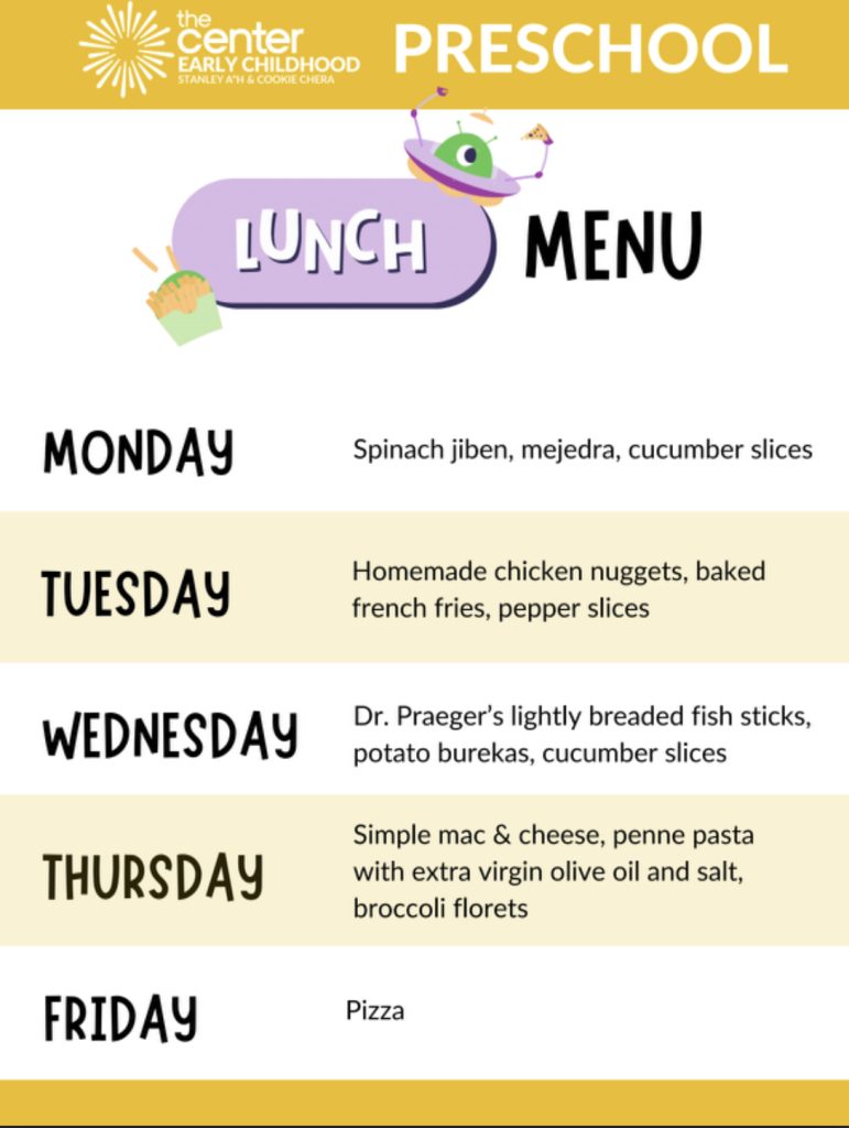 Early Childhood Lunch Menu - The Center